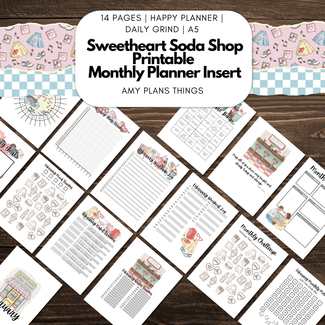 Sweetheart Soda Shop February Journal Printable – Amy Plans Things