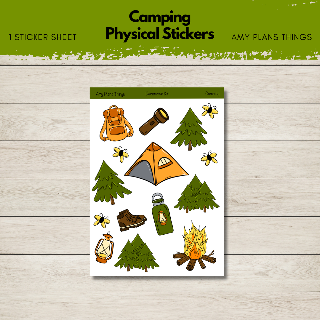 Camping Sticker Sheet - PHYSICAL stickers – Amy Plans Things
